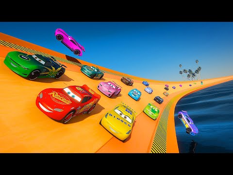 Crazy Cars - Race Ring Track - McQueen vs Next Gen Cruz Ramirez Jackson Storm Flip Dover and Friends