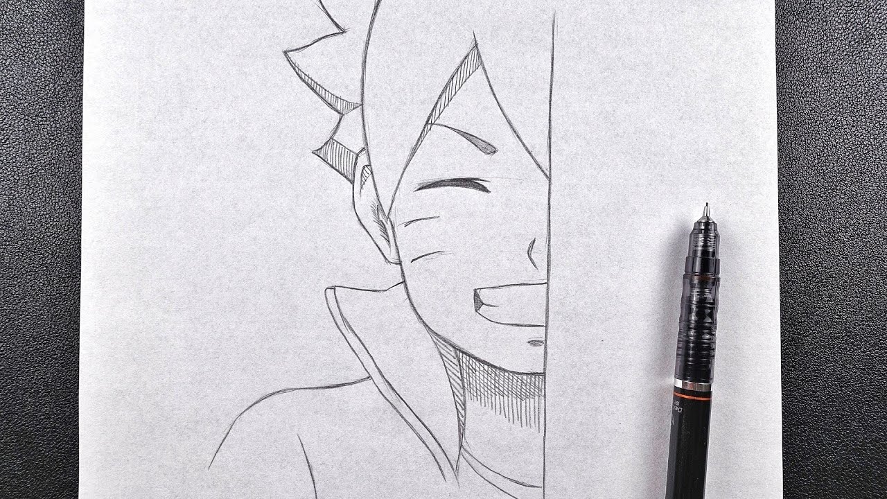how to draw boruto half face | easy drawing in few Steps - YouTube