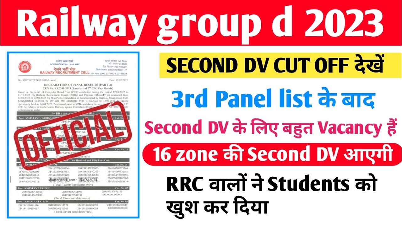 Group d Second DV Cut off || Panel list के बाद देखें || RRC बालों ने ...