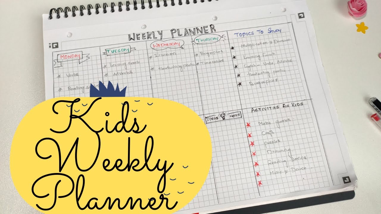 DIY kids weekly planner | How to make a planner for kids using Note ...