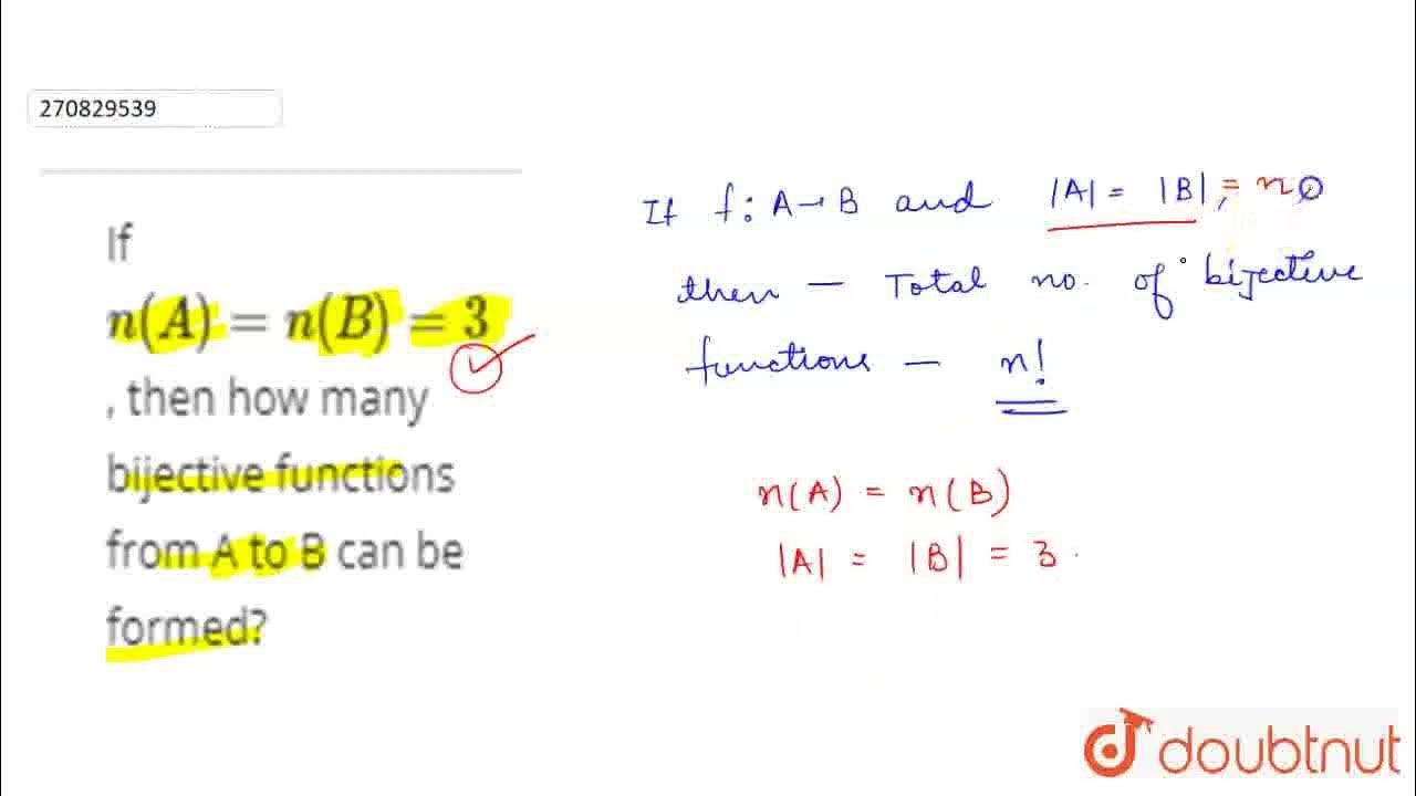 If n(A)=n(B)=3, then how many bijective functions from A to B can be formed? | CLASS 12 | RELATI ...