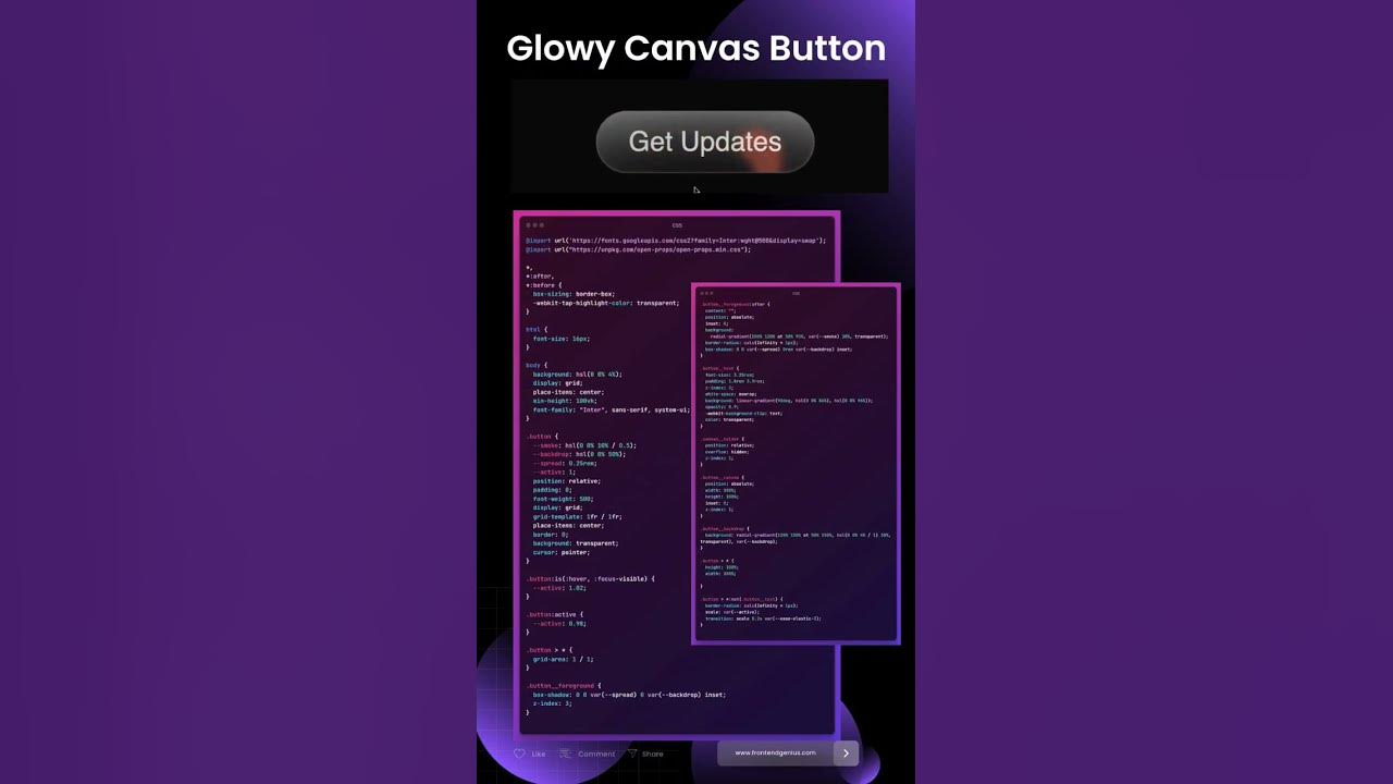 Glowy Canvas Button 🔘 Css Button Effect Animationb Coding Css Html Htmlcss Youtube
