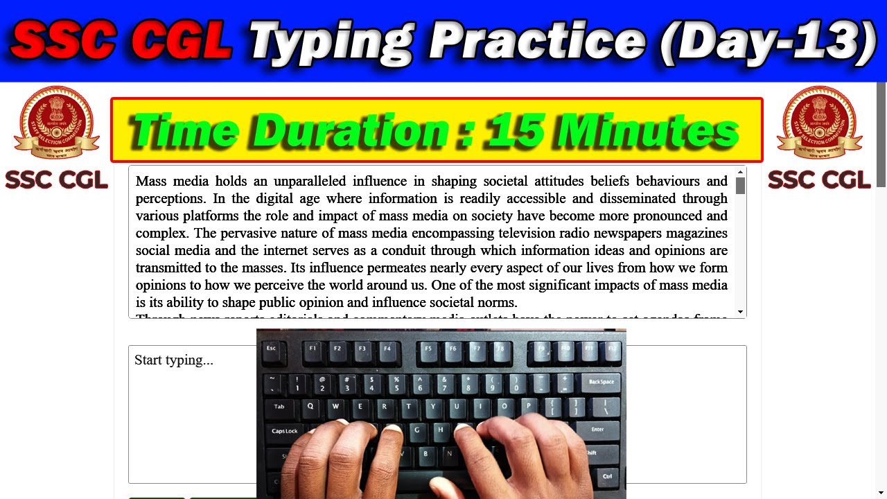 SSC CGL Typing Test Day-13 | 36 WPM Typing Speed with 98.75% Accuracy # ...
