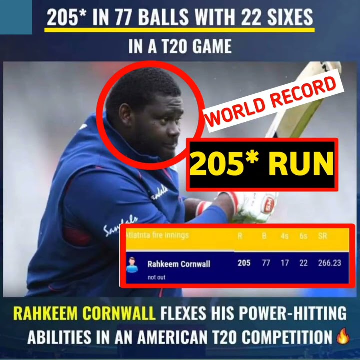 Rahkeem Cornwall 205 Runs World Records #short #cricketnews # ...