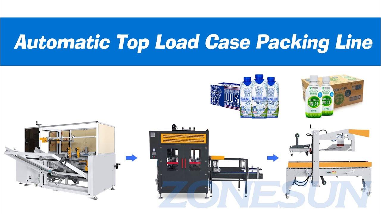 How To Use Fully Automatic Case Packing Line (Erect, fold, pack, seal)? - YouTube
