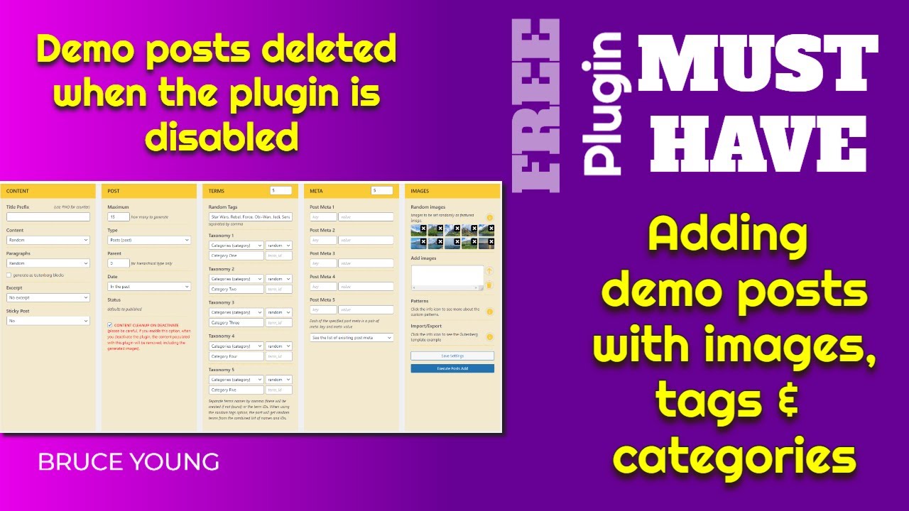 Adding demo post content and featured images [FREE] very easy - demo posts removed when disabled ...