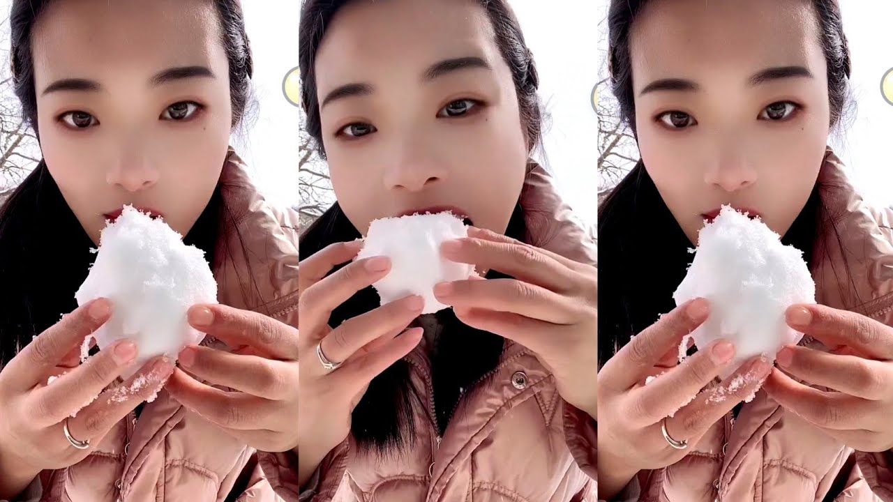 REAL SNOW EATING / SNOW ICE. ICE EATING - YouTube