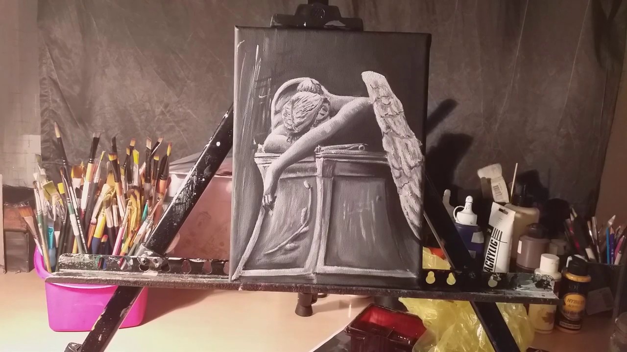 Acrylic Painting Tutorrial - Stone Angel - YouTube