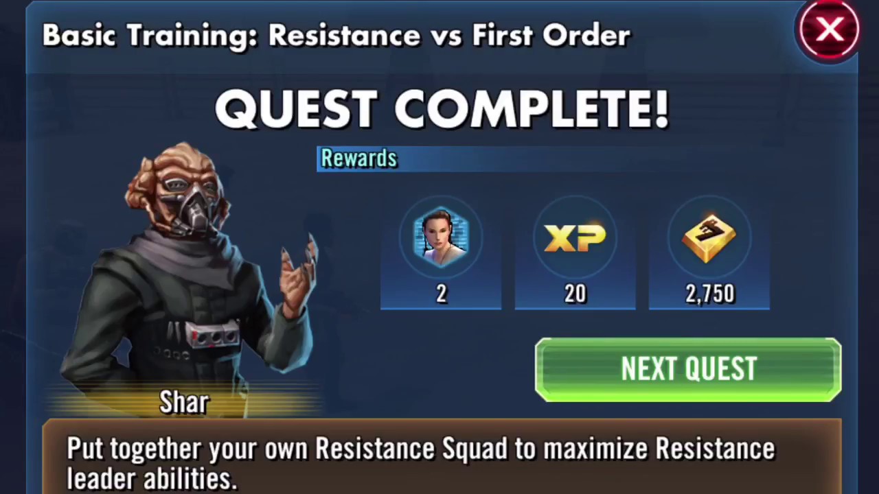 Star Wars Galaxy of Heroes: RESISTANCE Basic Training Event (all tiers ...