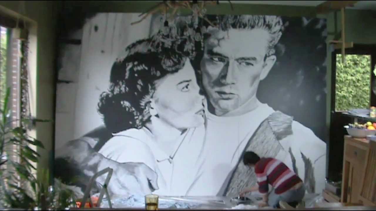James Dean (speed painting) mural - YouTube