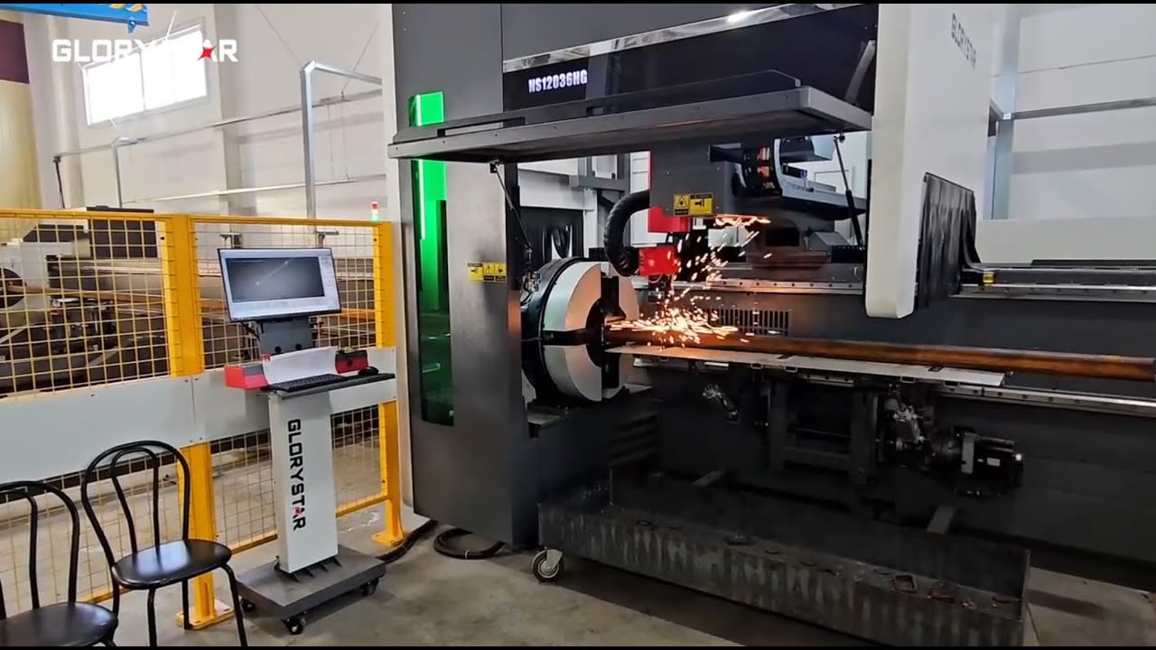 NS 12036HG Heavy-duty Tube Laser Cutting Machine, Three-chuck structure ...