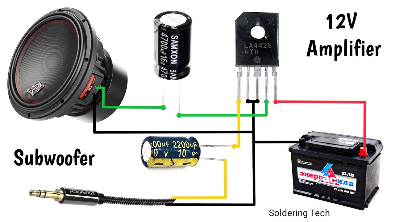 I made a very strong amplifier for "Subwoofer" only with 3 components ...
