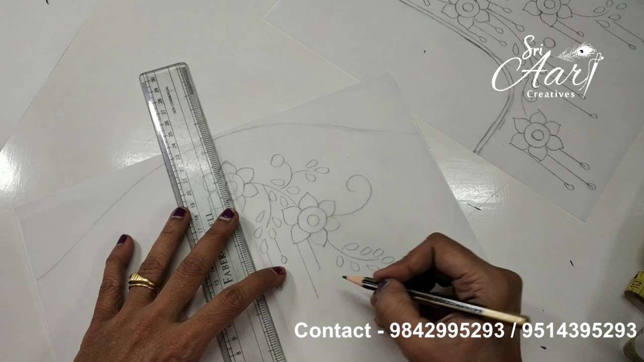 How to Draw Aari Work Blouse in simple way # 78 / Making of Aari work ...