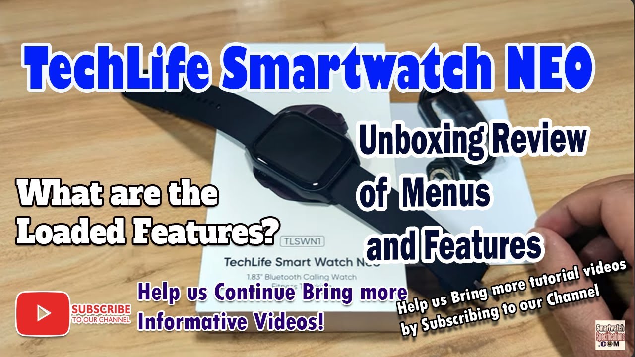 TechLife Smartwatch Neo - Unboxing Review of Menus and Features - YouTube