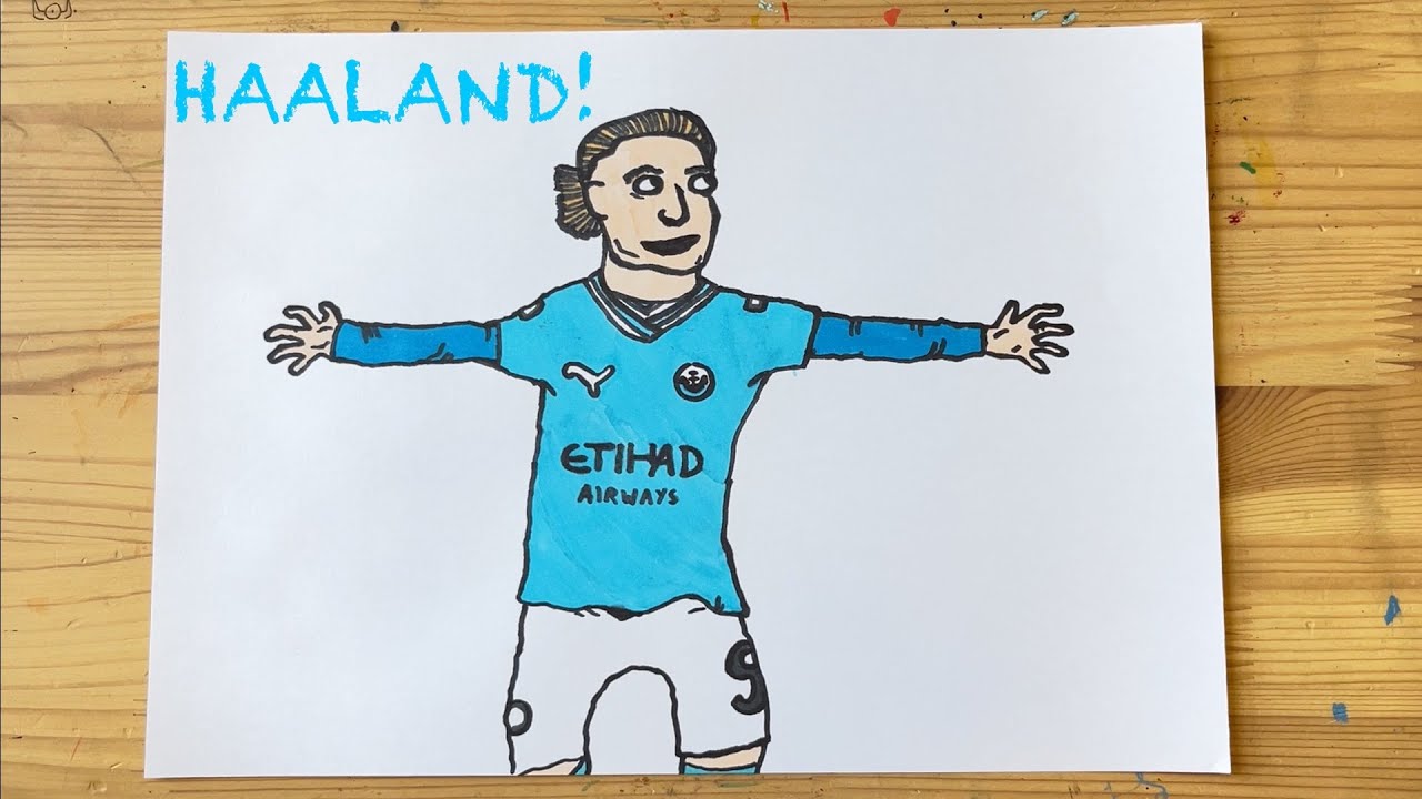 Drawing with Juni #185: How to draw Haaland | Manchester City - YouTube