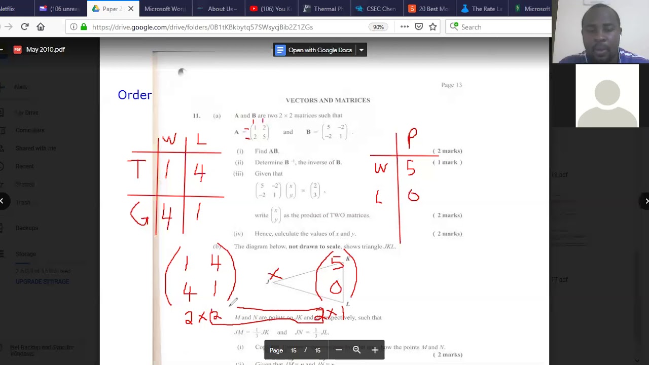 Mathacademyja CXC, CSEC Matrix Multiplication Lesson and Pass Paper ...