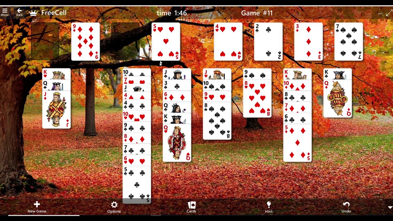 FreeCell Game No 11 SOLVED Microsoft Solitaire - YouTube