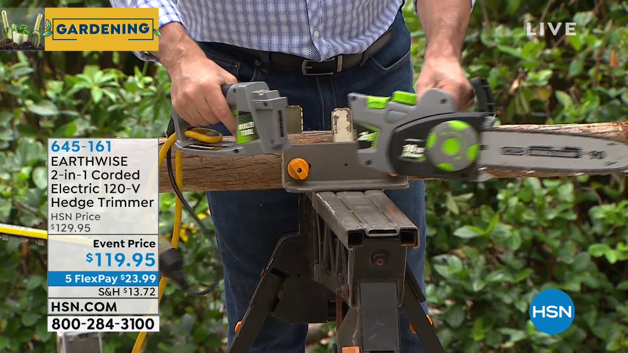 EARTHWISE 2in1 Corded Electric 120Volt Hedge Trimmer - YouTube