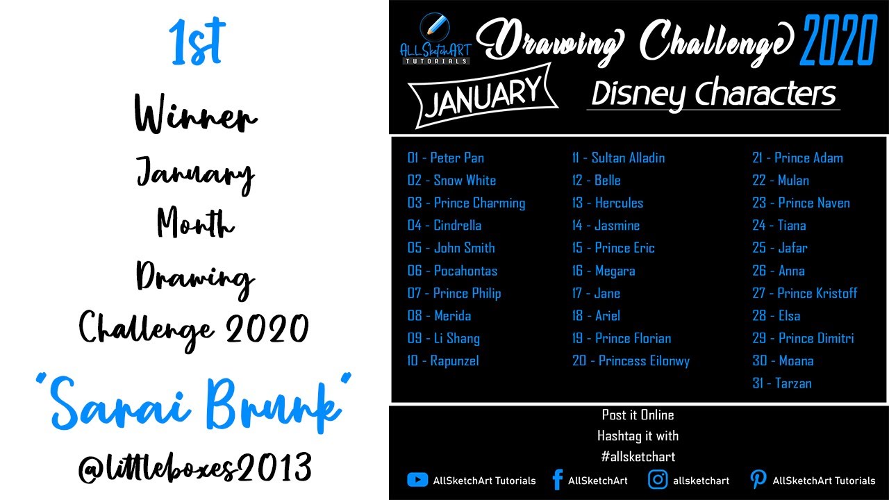 1st Winner of January Month Drawing Challenge 2020 - "Sarai Brunk ...