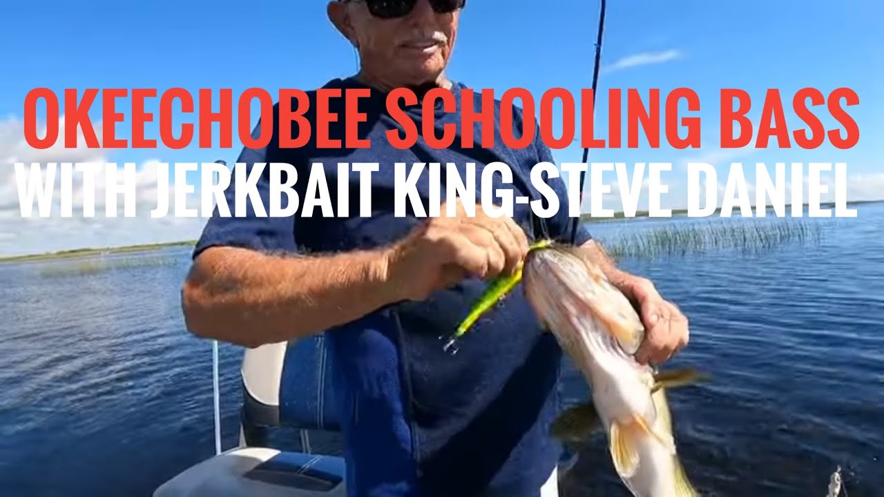 Okeechobee schooling bass with Jerkbait king, Steve Daniel - YouTube
