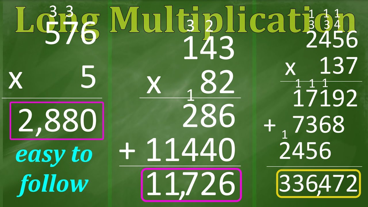Long Multiplication: Multi-digit multiplication and easy-to-follow ...
