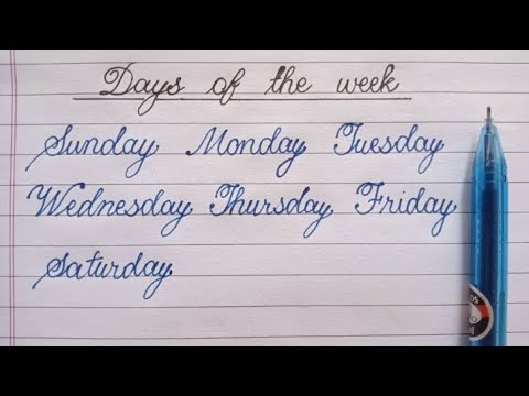 Days of the week| in cursive handwriting|Amit Calligraphy| - YouTube