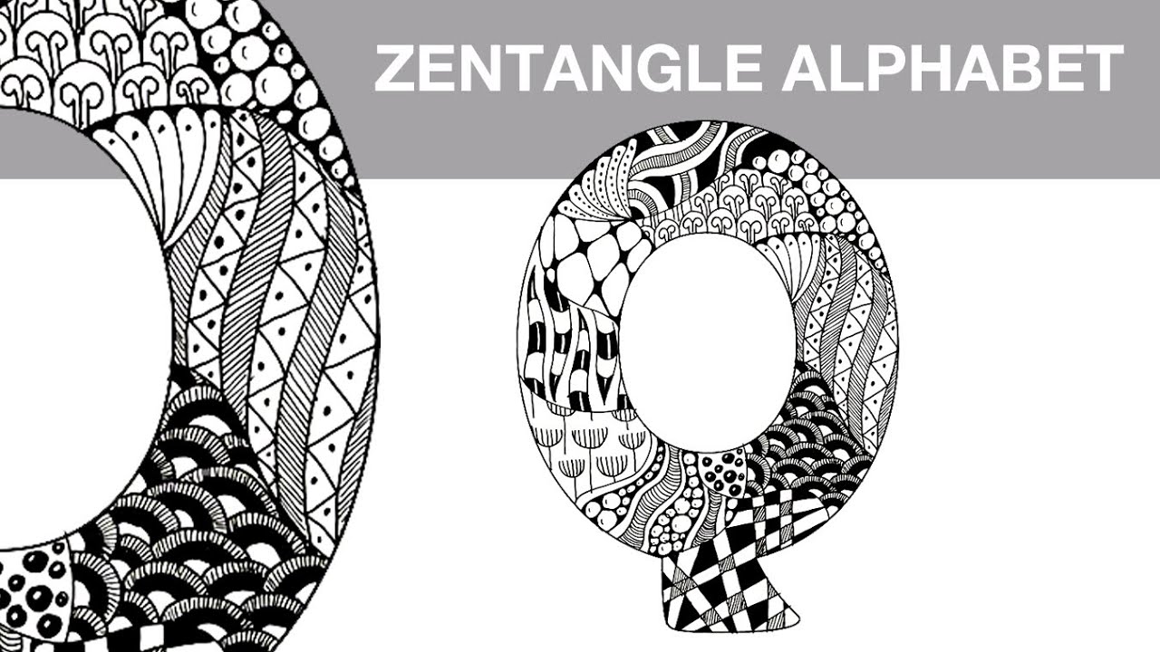 zentangle art alphabet q || alphabet zentangle q || alphabet doodling q ...
