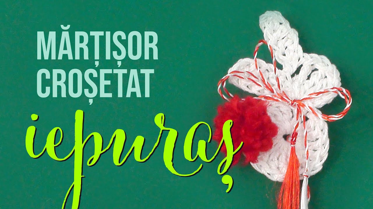 Martisor iepuras crosetat cu codita pufoasa, brosa 1 Martie | Tutorial ...