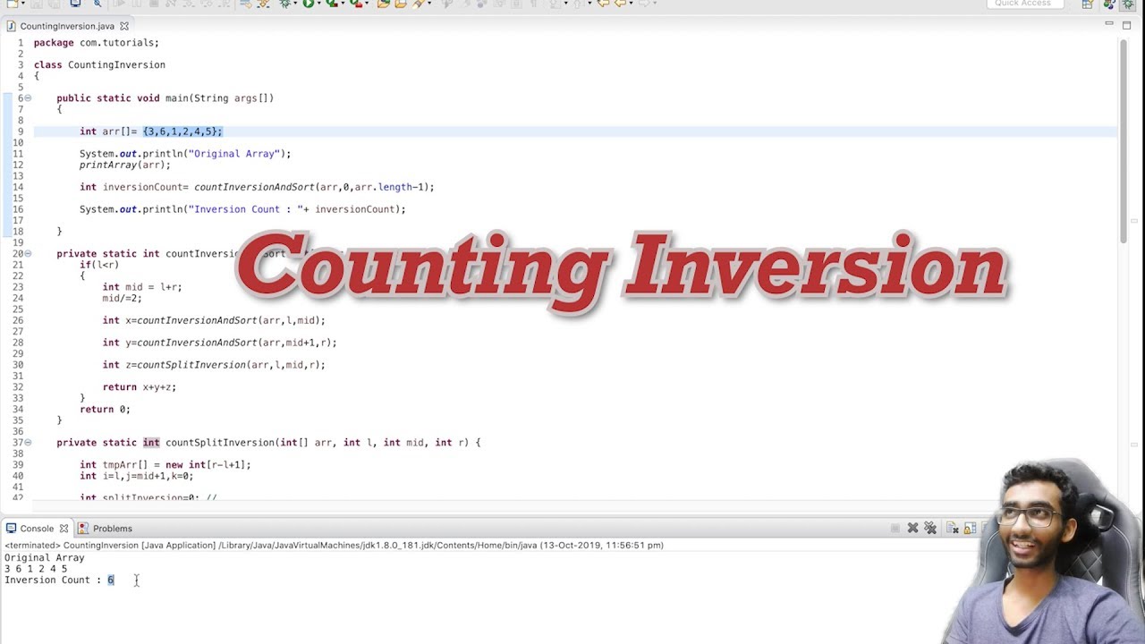 Counting Inversion Algorithm And Code Youtube