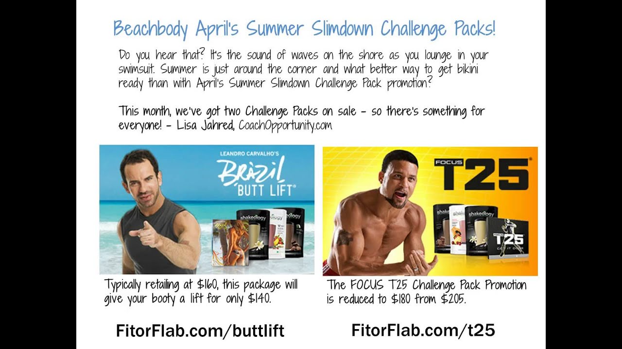 Beachbody Challenge Pack Promo April - T25 and Brazil Butt Lift - YouTube