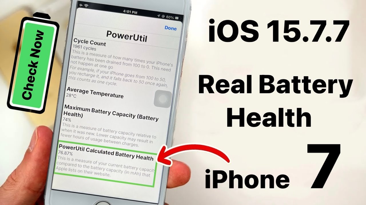 How to Check Real Battery Health on iPhone 7 (iOS 15.7.7) - YouTube