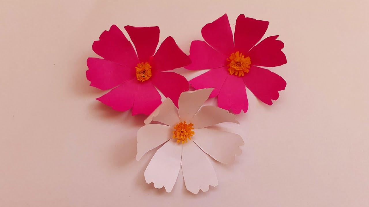 How to make paper flowers | DIY COSMOS paper flower | step by step ...
