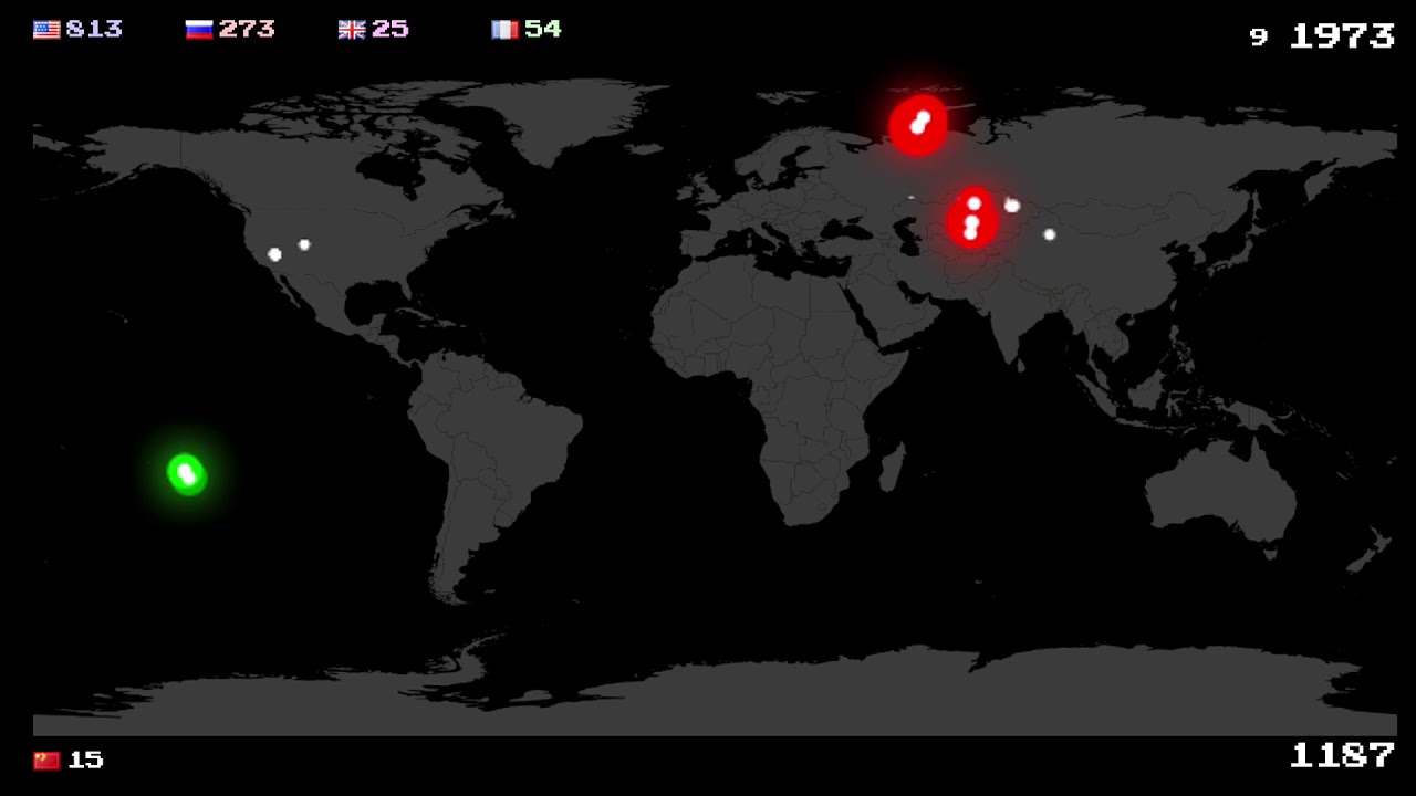 Every Nuclear Detonation Time-lapse Video 1945-1997 - YouTube