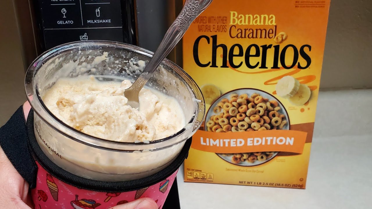 Banana Caramel cheerios ice cream in ninja creami - YouTube