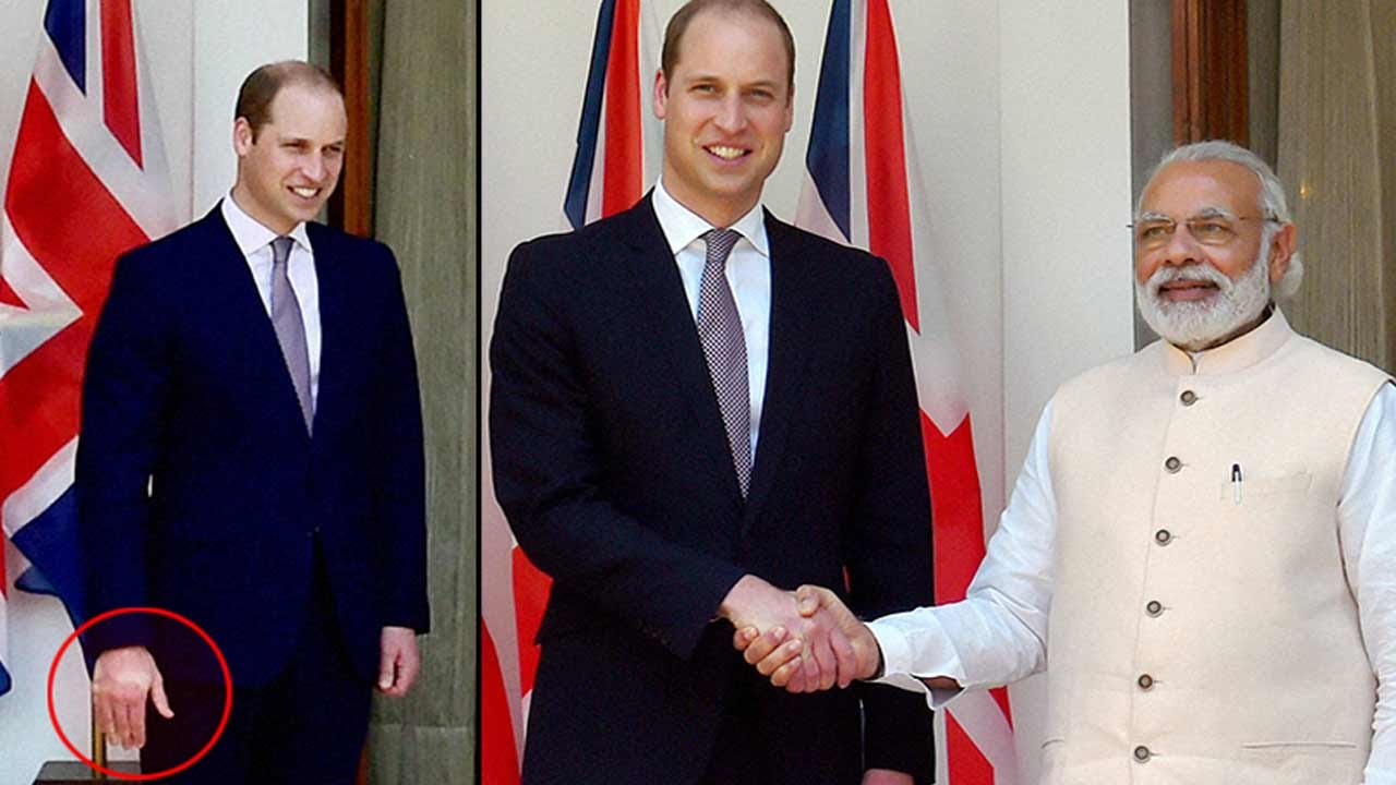 PM Modi's handshake leaves Prince William's hand white - YouTube