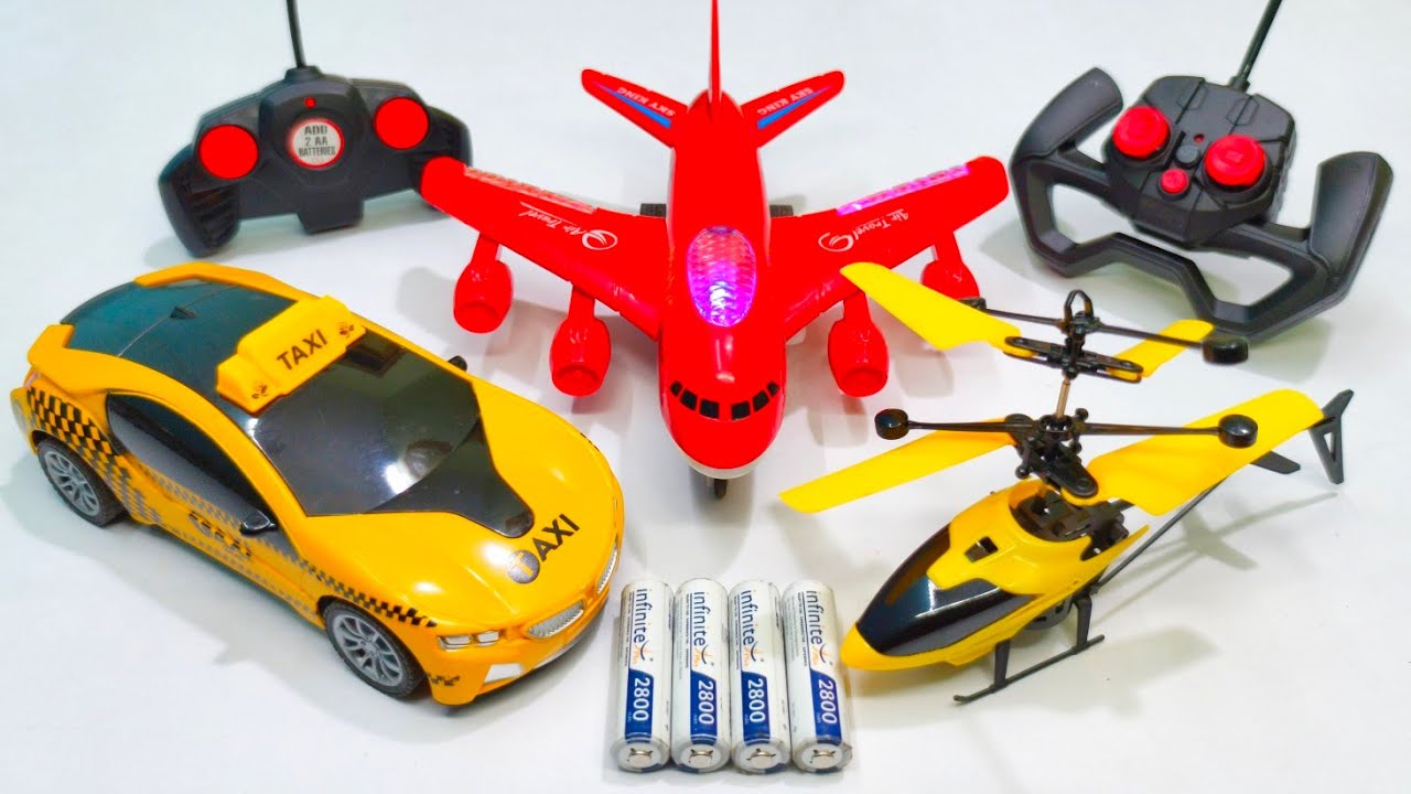 Radio Control Airbus A380 and Remote Control Racing Taxi Car Unboxing ...