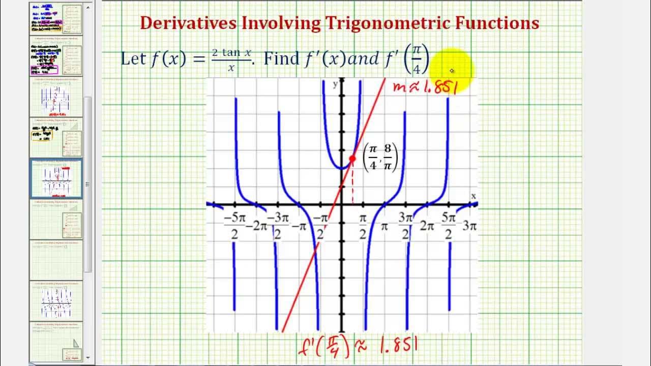 Ex:Derivative and Derivative Function Value Using the Quotient Rule (Tangent) - YouTube