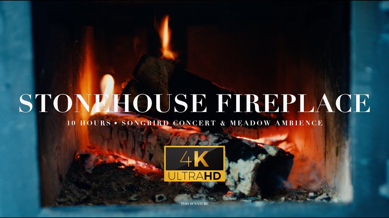 STONEHOUSE FIREPLACE (4K UHD) | Relaxing Cozy Fireplace - 10 Hours ...