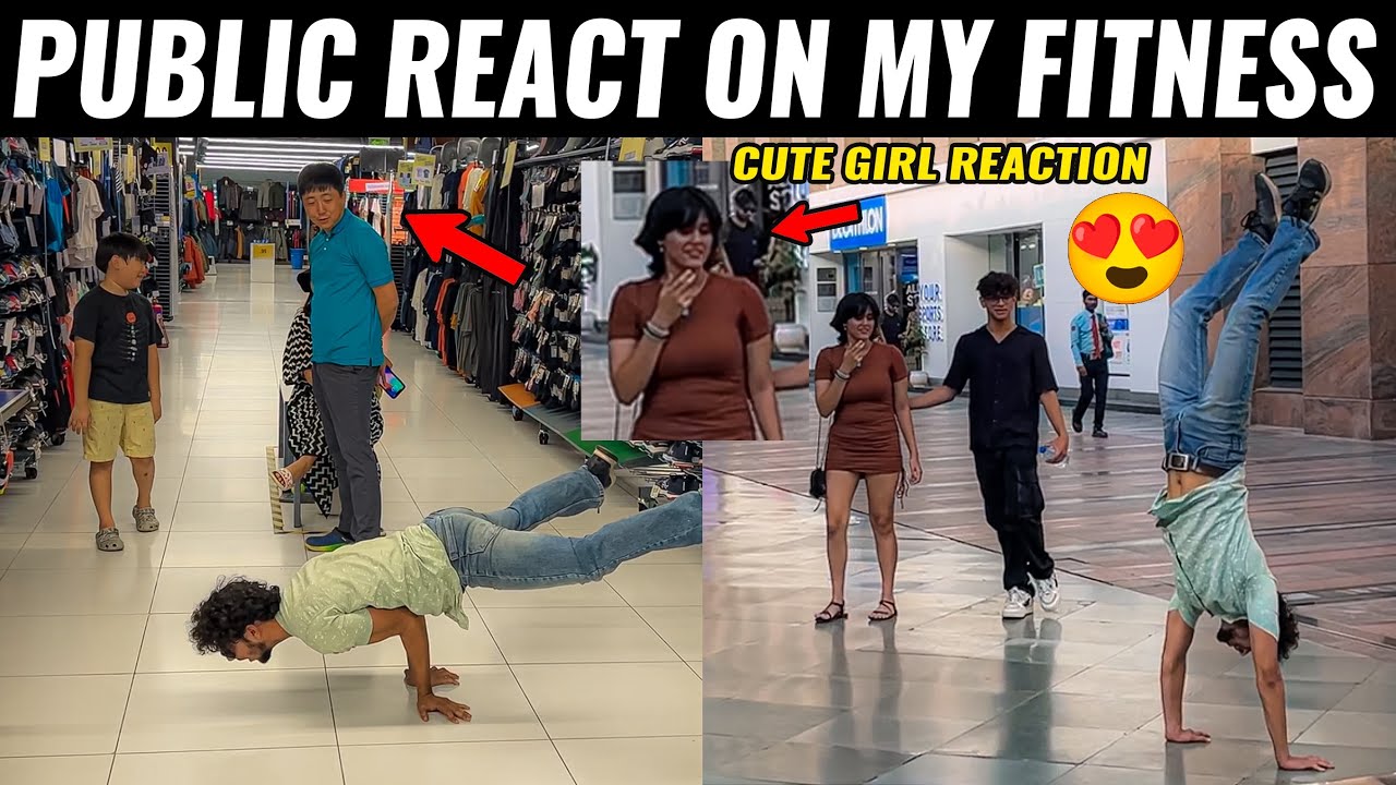 Cute girl react on my fitness || public reaction😂😂 || Epic reaction ...