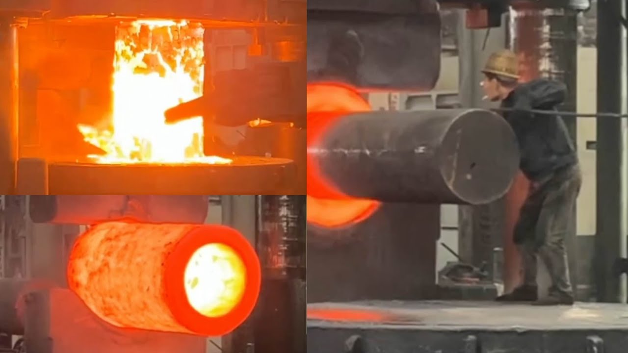 Hydraulic Press Tube Forging Processes | Machinery Sounds | Art of ...
