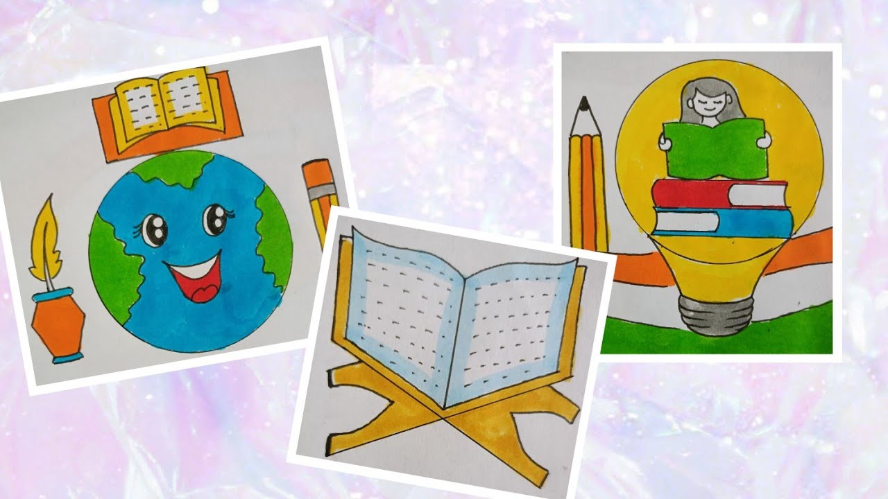 Easy drawing of National Reading Day//How to draw National Reading Day ...