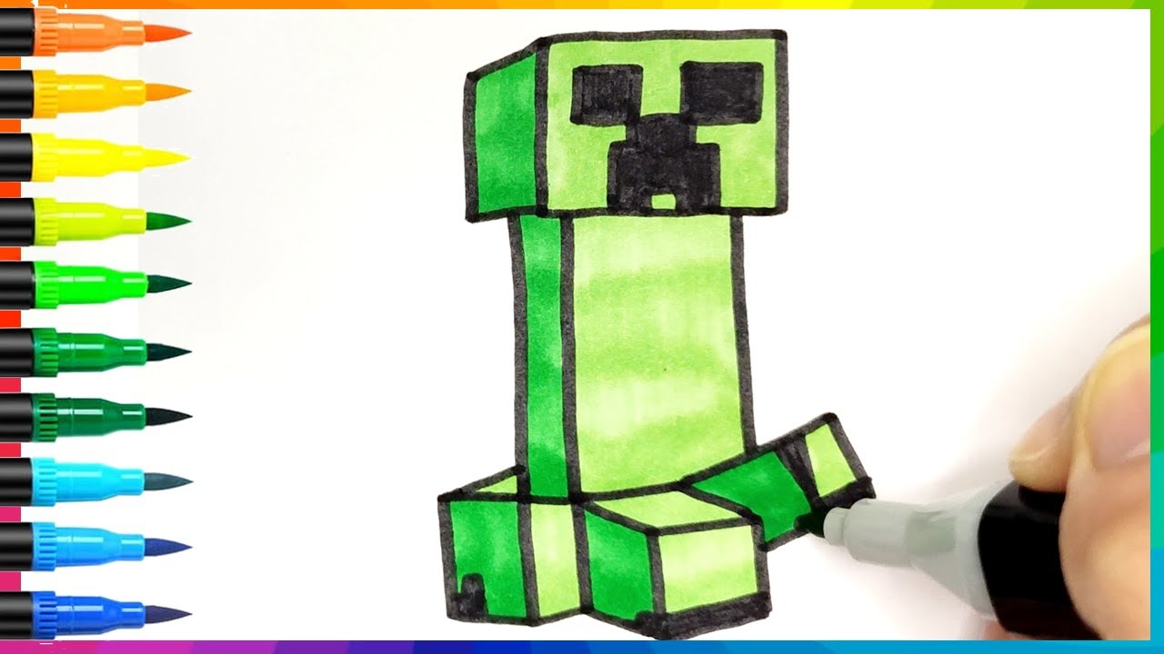 How To Draw Creeper, Drawing and Coloring for Kids | Gary Art - YouTube