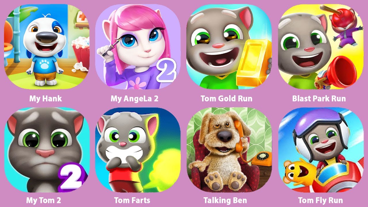 Tom Gold Run Talking Blash Park,Tom Farts,My Hank,Talking Tom,My Angela ...