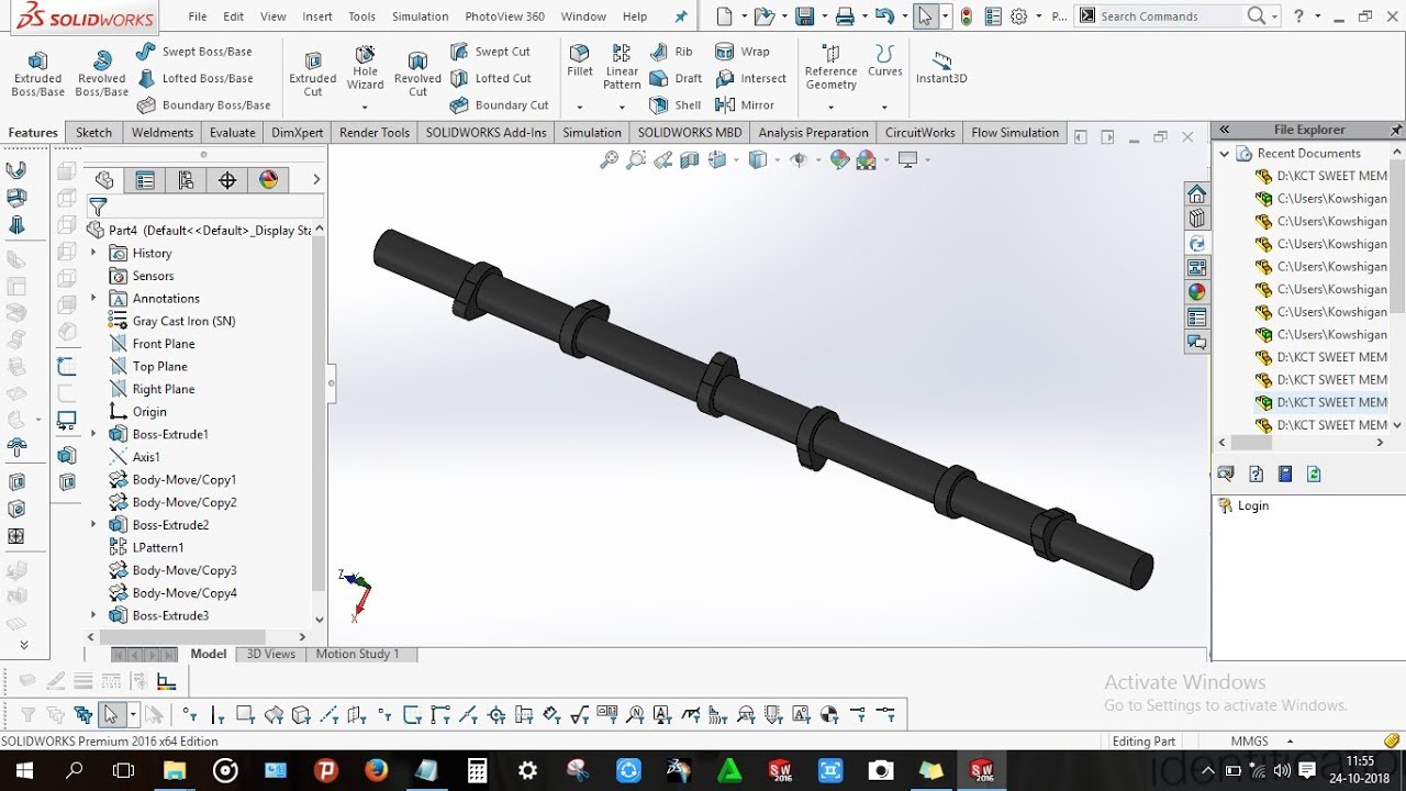 How to design cam shaft in solidworks - YouTube