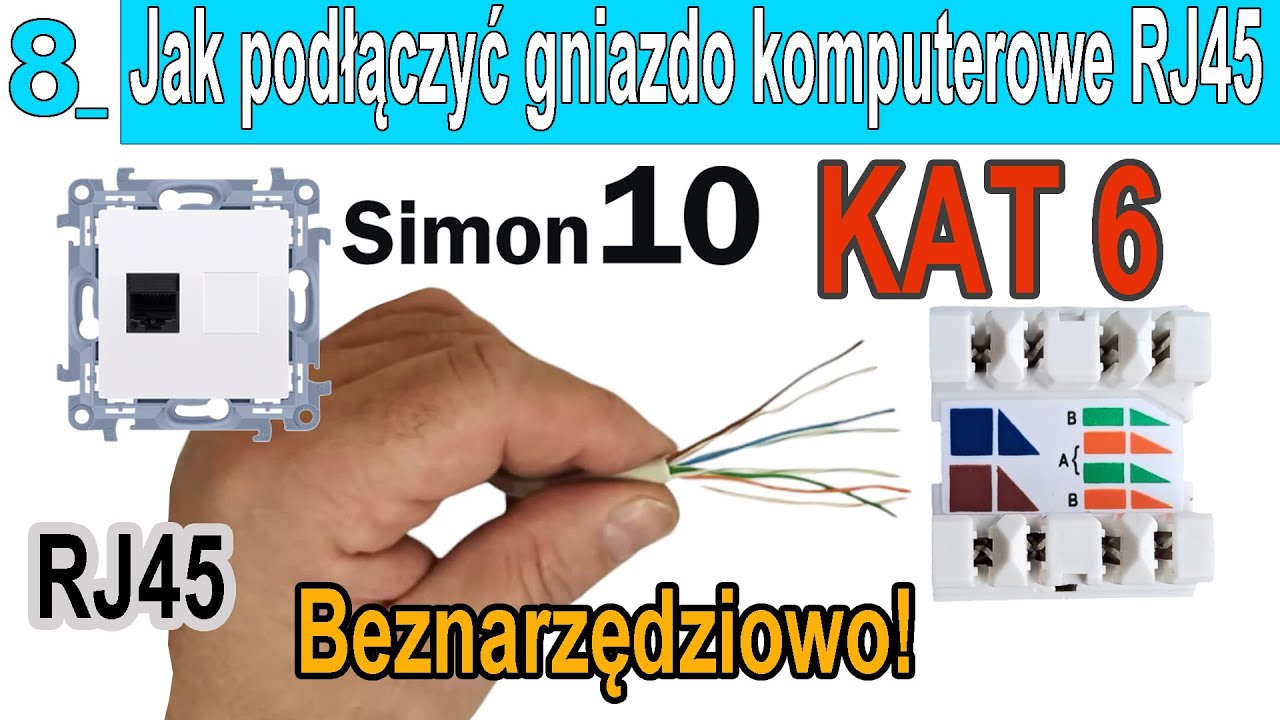 Jak podłączyć gniazdo komputerowe RJ45 kat.6 | Kontakt Simon | Bez ...