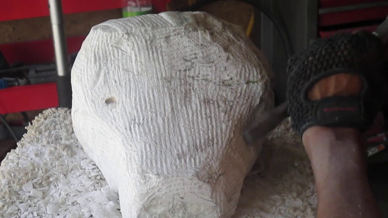 sculpting marble with a pneumatic hammer. - YouTube