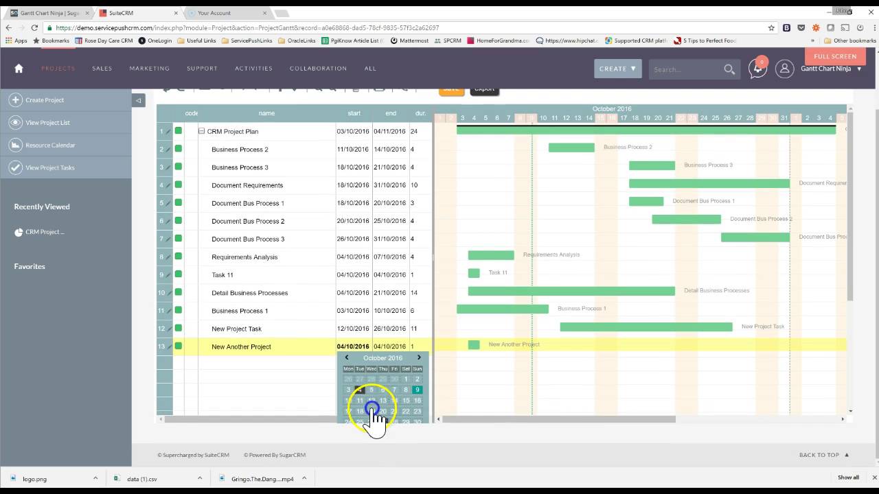 Gantt Chart Ninja for SuiteCRM & SugarCRM - YouTube