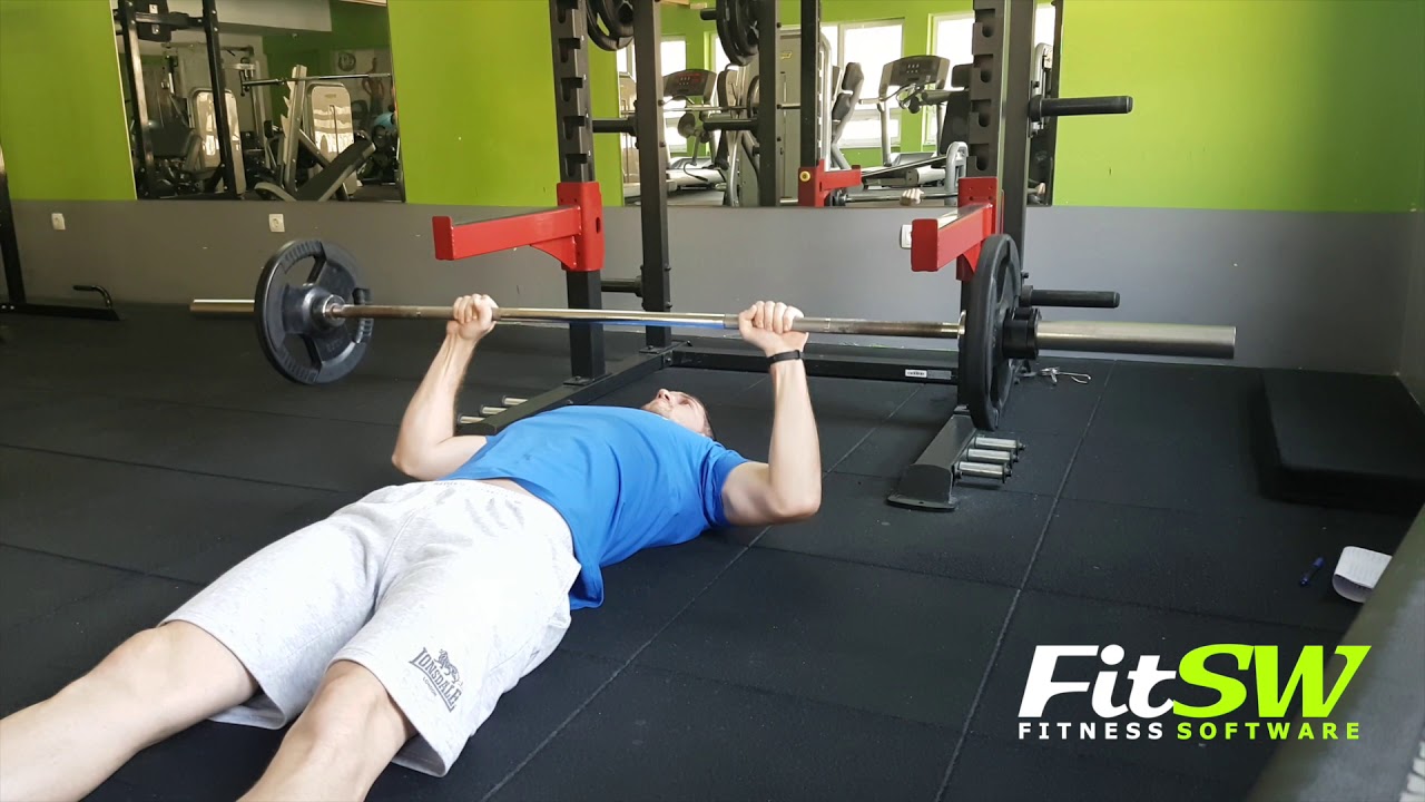 Barbell Floor Press: Triceps, Chest Exercise Demo How-to - YouTube