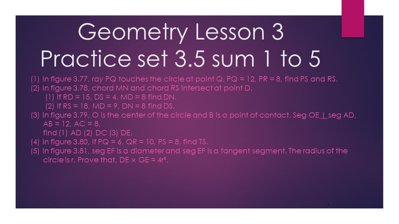 SSC 10th Geometry | Chapter 3 | Practice set 3.5 | sum 1 to 5 - YouTube