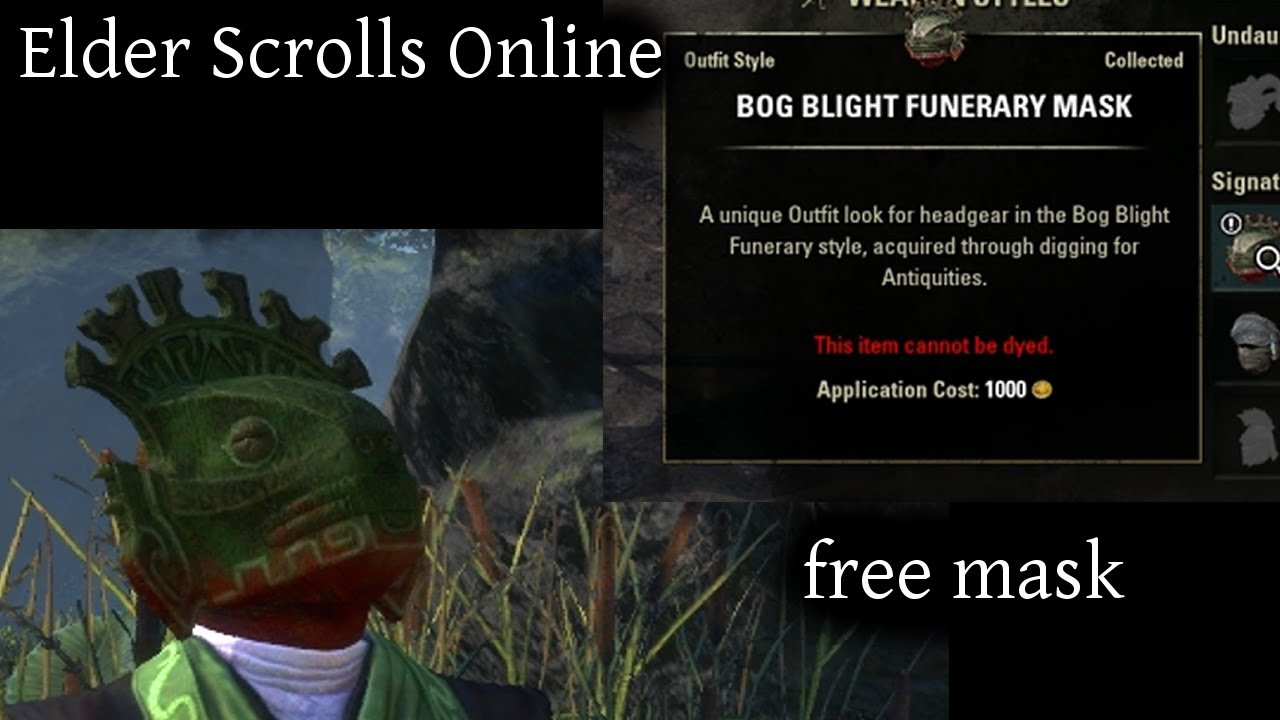 Bog Blight Funerary Mask [ESO scrying lead] free Head Style unlock ...